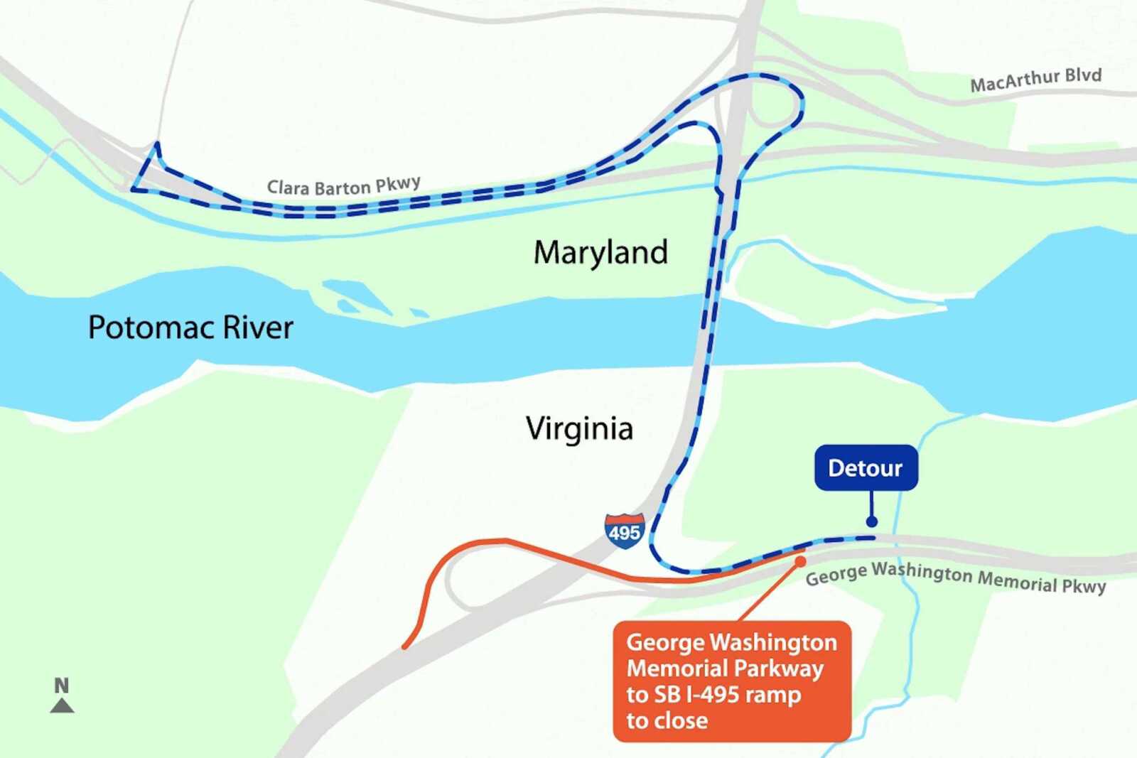 Ramp closures and detours in place for I-495 interchange in McLean | FFXnow