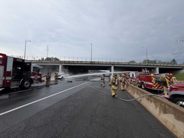 Tesla fire on Dulles Access Road sends one to hospital | FFXnow
